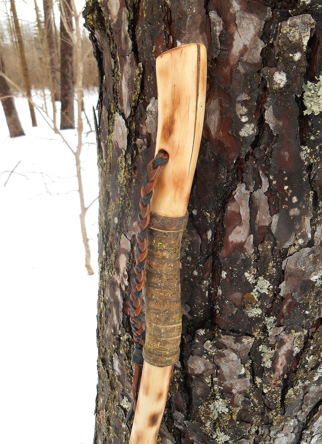 Maple Wood Walking Stick, Heavy Duty Hiking Staff for Nature Hikes ...