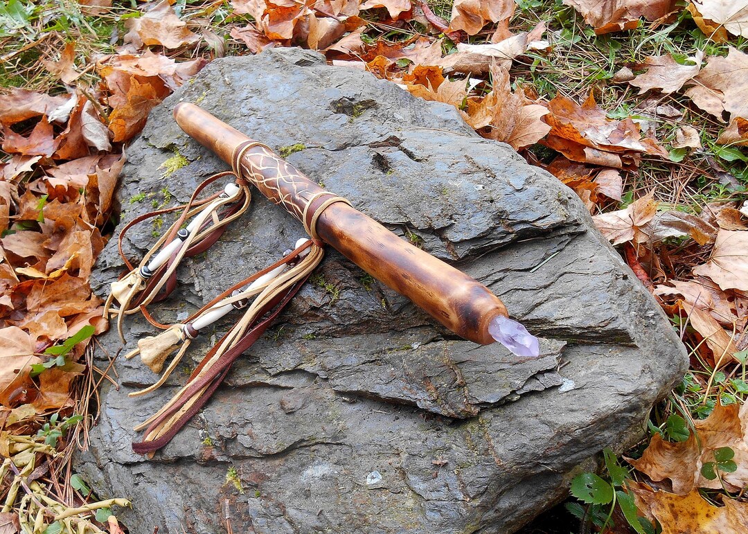 Talking Stick, Native American Inspired Ceremonial Staff, Shaman Dance ...