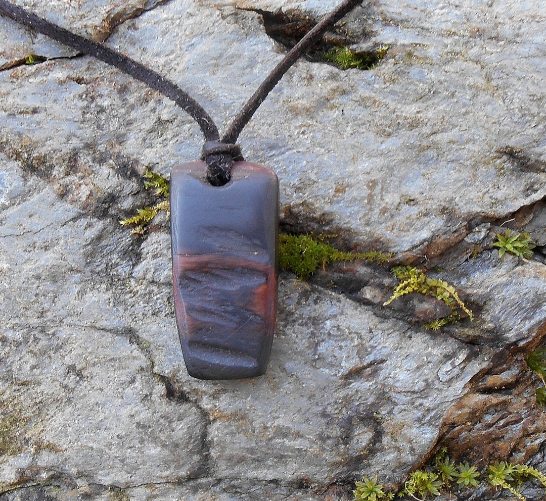Ebony Wood Pendant Necklace, Amulet for Men, Woman, Exotic Wood - Etsy