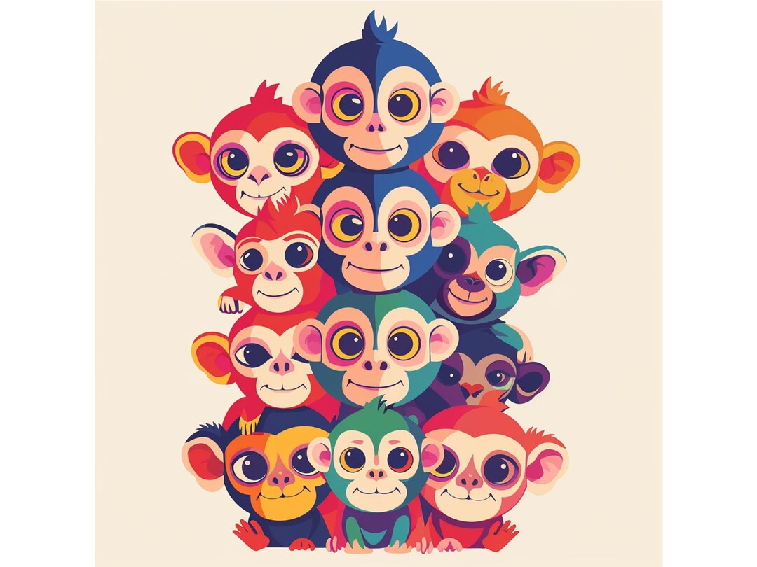 Watercolor Monkey Clipart Set of PNG Files, Cute Monkey Clipart - Etsy