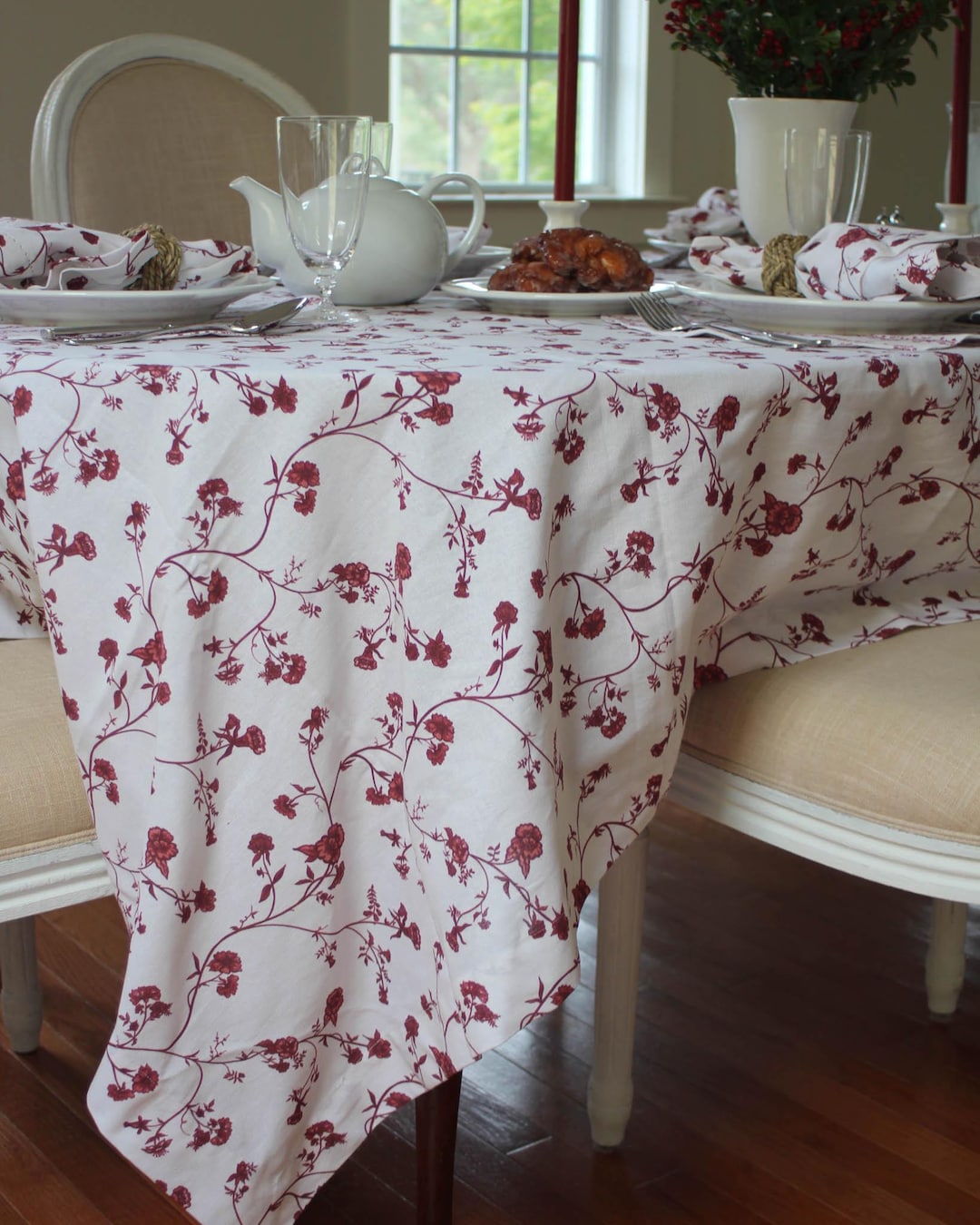 Red Toile Tablecloth, Cloth Tablecloth Rectangle, William Morris Print ...
