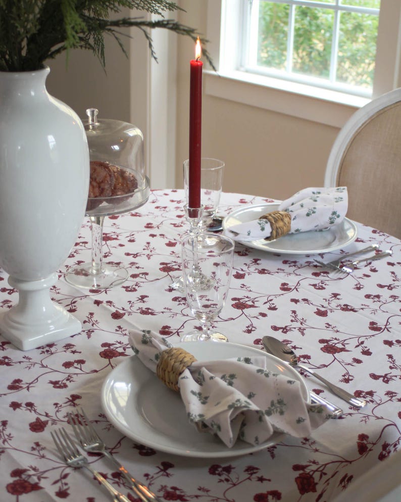Red Toile Tablecloth, Cloth Tablecloth Rectangle, William Morris Print ...