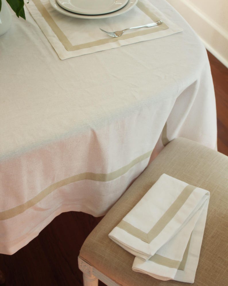 Monogram White Tablecloth, Embroidered Table Cover, Personalized Family ...