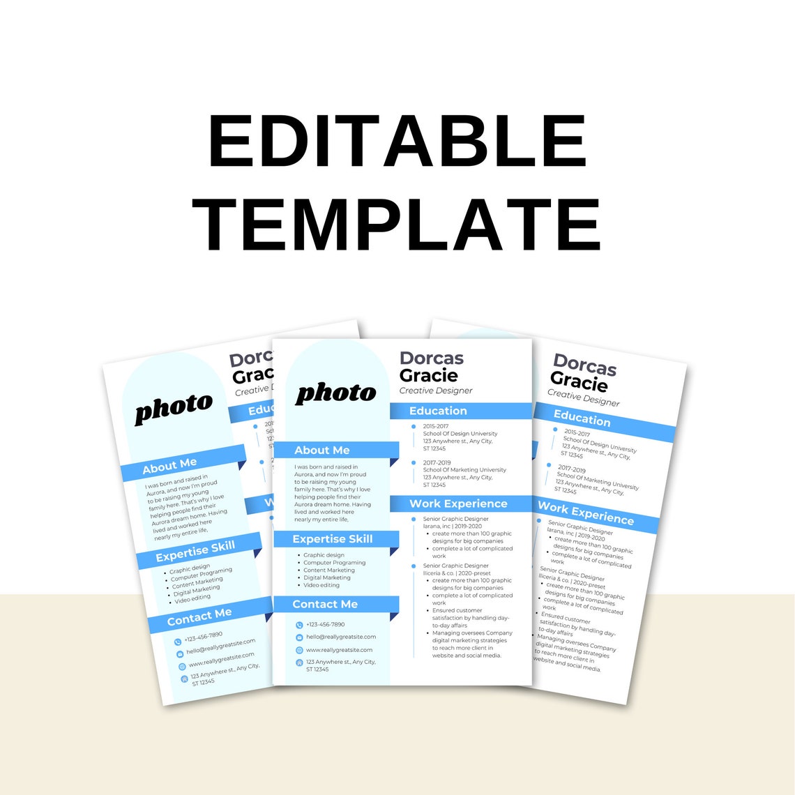 Resume CV Template Professional CV Template Instant Download ...