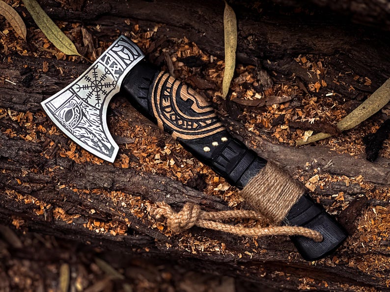 Handcrafted Viking Axe, Carbon Steel Throwing Axe With Engraved Ash ...