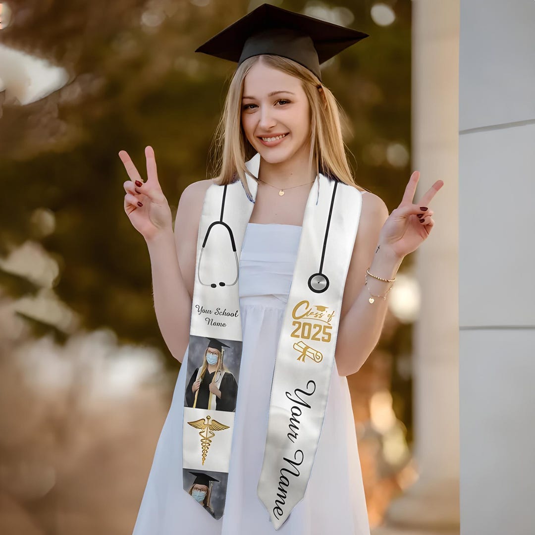Custom Graduation Stole 2025 With Name, Major & Photos – Personalized ...