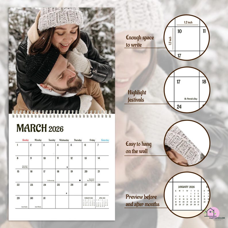 Custom Our Love Story Photo Calendar 2026, Romantic Couple Valentine ...