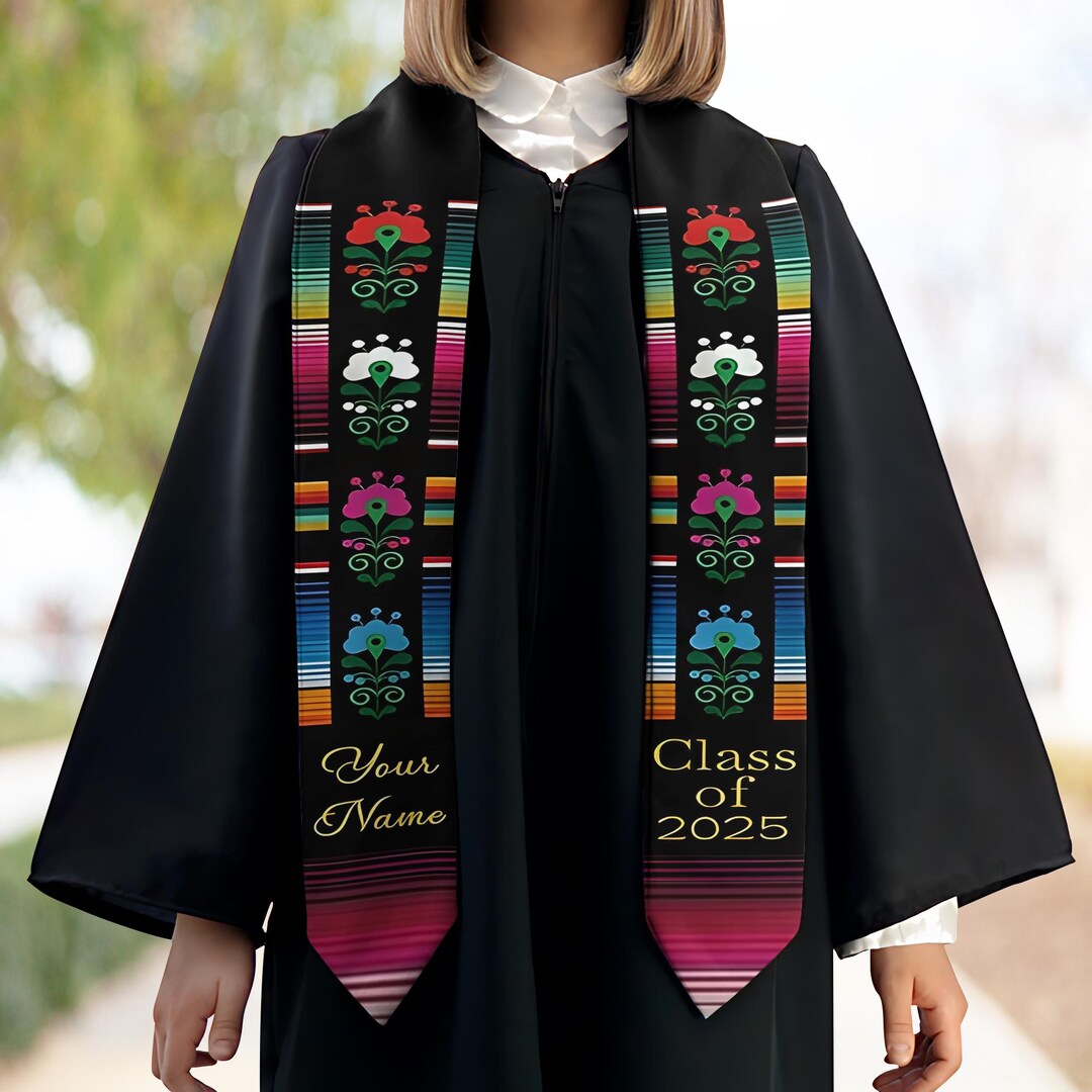Faux Embroidery Mexican Graduation Stole 2025 – Custom Printed Serape ...