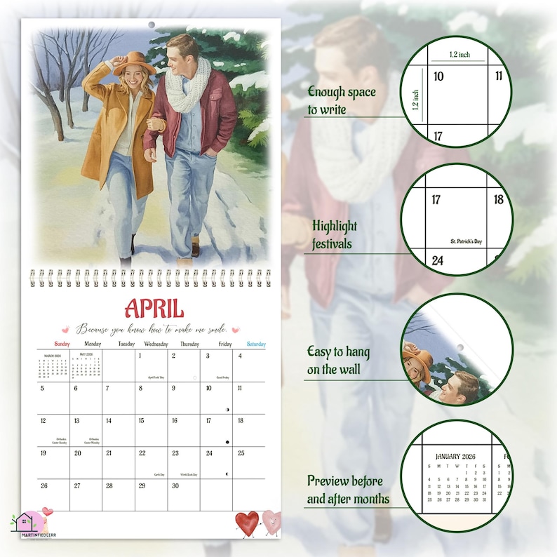 Custom All the Seasons I Love You Wall Calendar 2026, Personalized ...