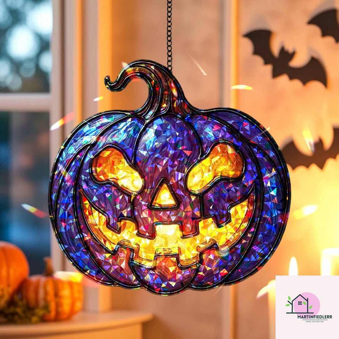 Hologram Jack O' Lantern Suncatcher: Spooky Halloween Window Decoration ...