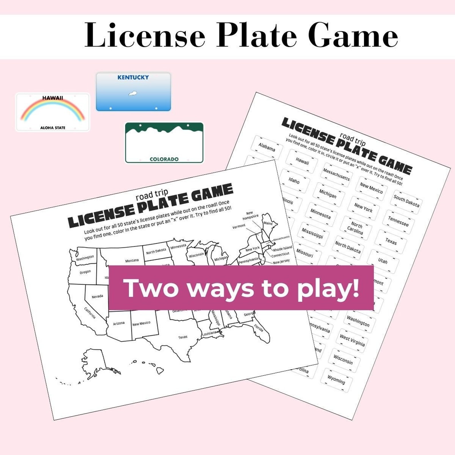 US License Plate Game Printable, Road Trip Printable, Geography ...