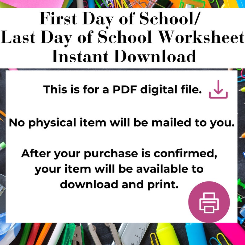 Printable First and Last Day of School Keepsake Worksheet, Back to ...