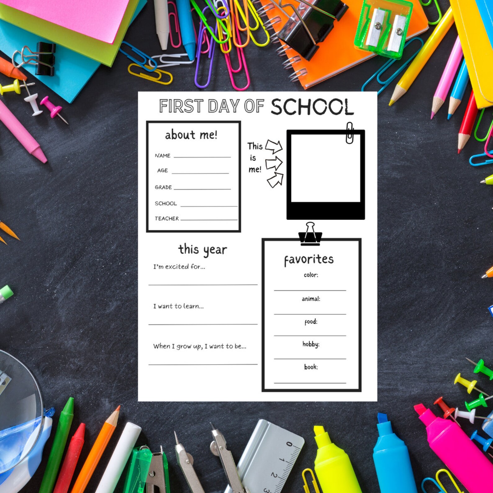 Printable First and Last Day of School Keepsake Worksheet, Back to ...
