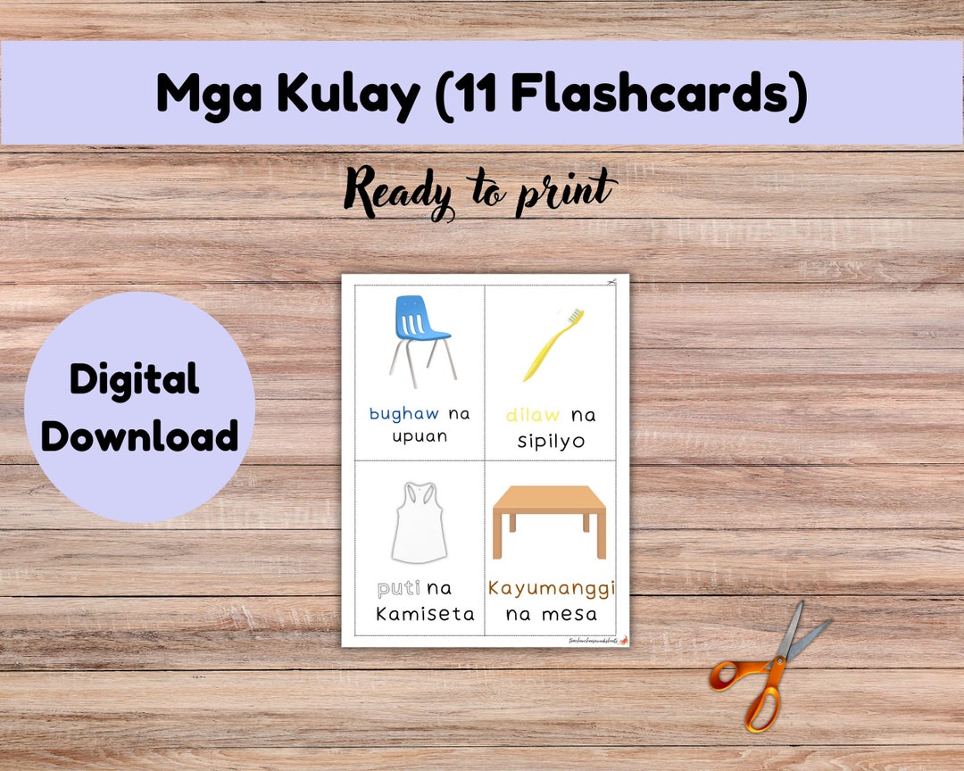 Kids Tagalog Color Flashcards I Printable Filipino Worksheets for ...