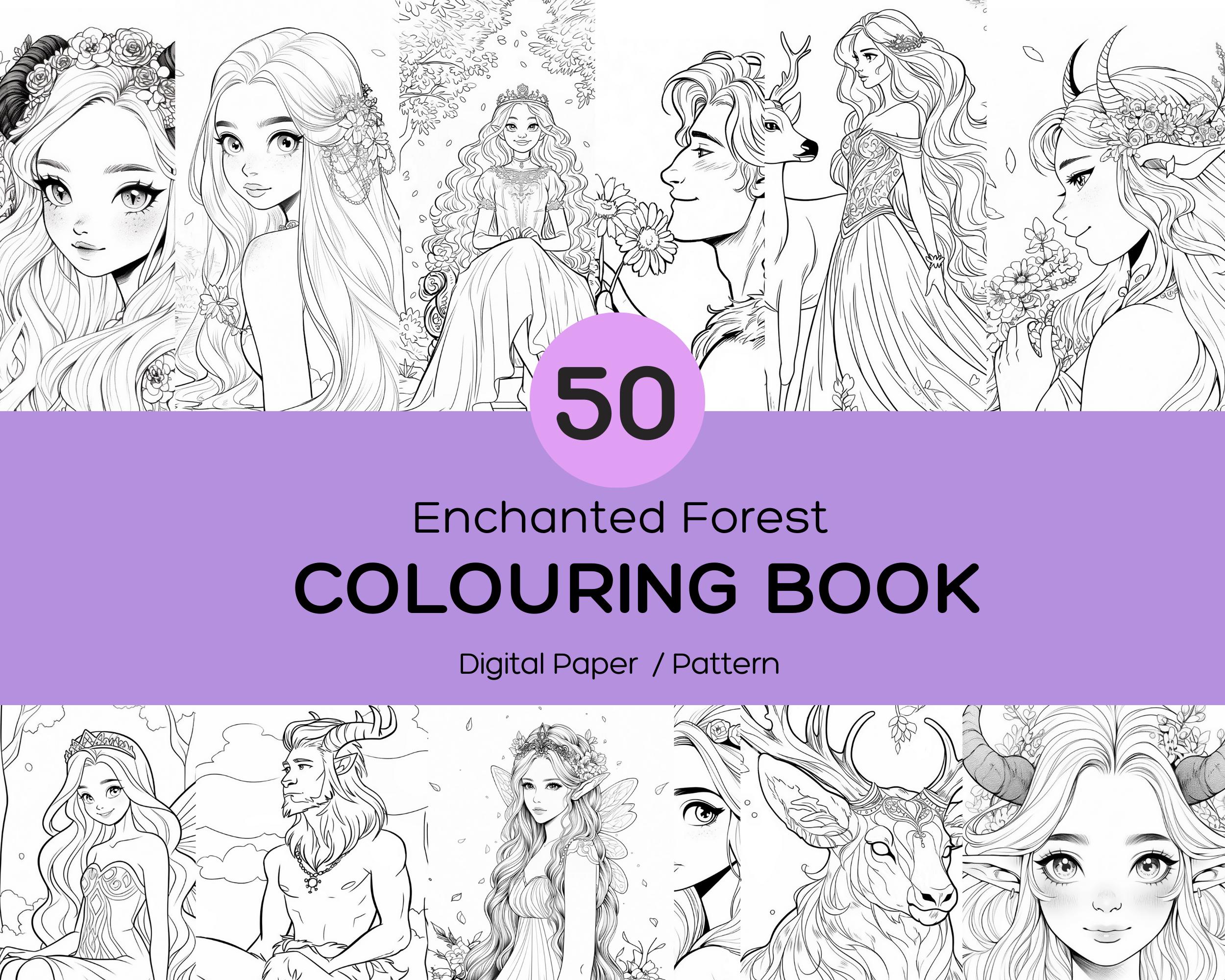 Enchanted Forest Coloring Pages for Adults, Fantasy Art (PDF Printable ...