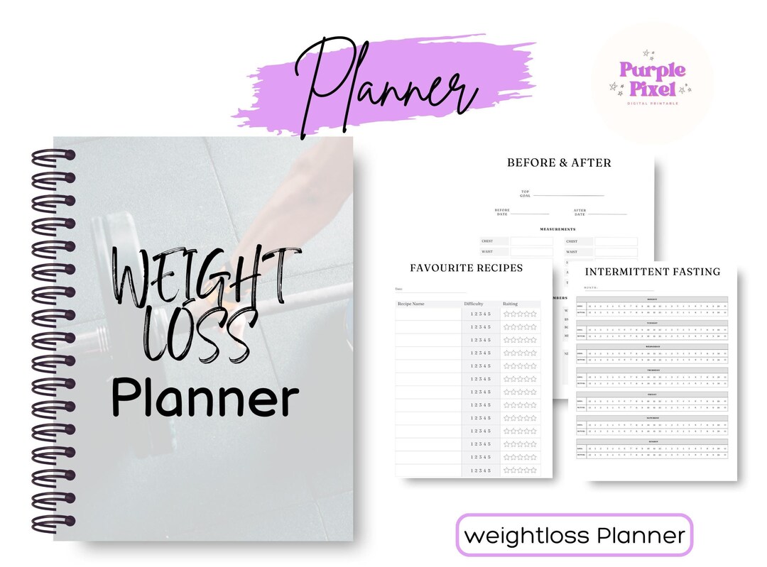 Weight Loss Planner | Printable Meal and Exercise Tracker | Digital ...