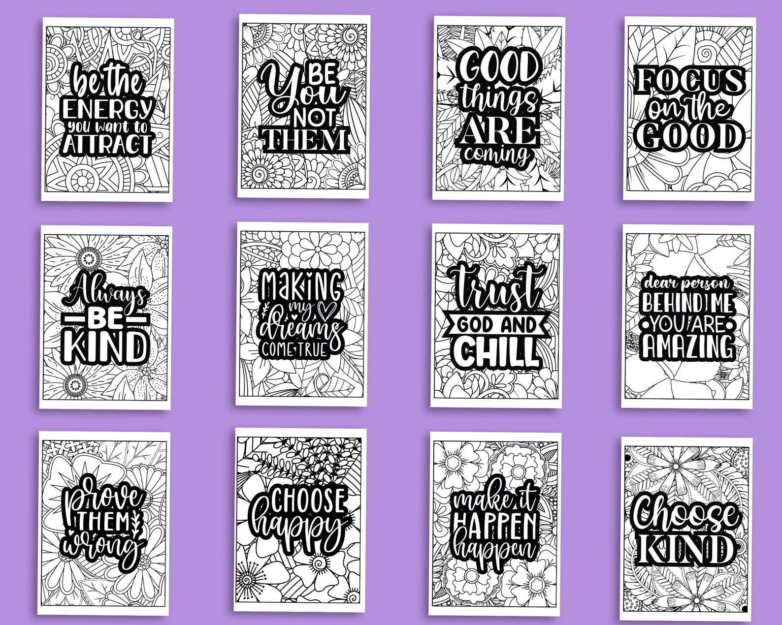 50 Inspirational Quotes Colouring Pages, Relaxing Art Therapy (PDF ...