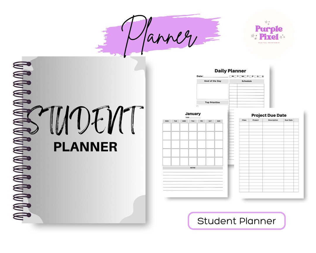 Study Planner | Printable Academic Organizer | Study Schedule and Goal ...