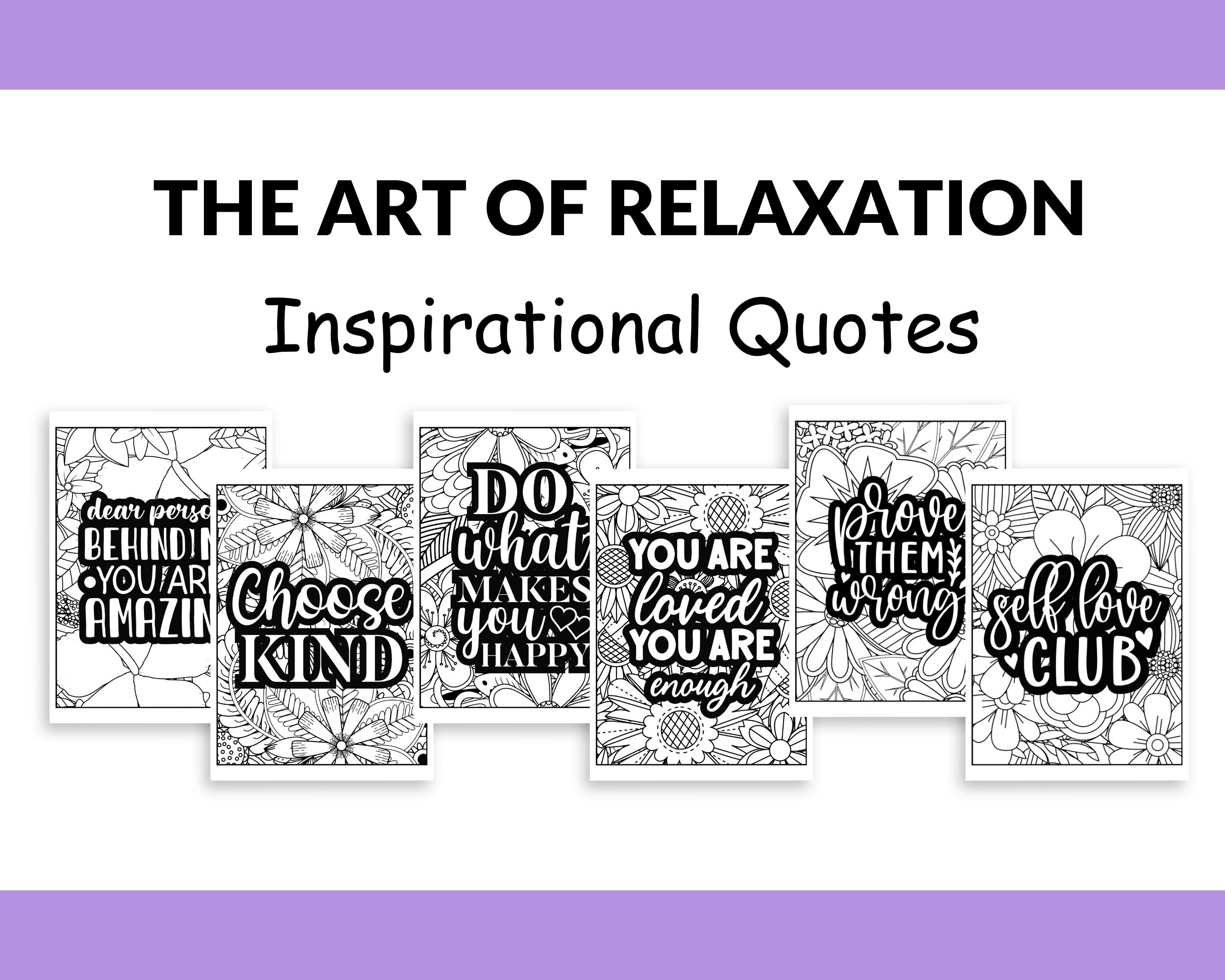 50 Inspirational Quotes Colouring Pages, Relaxing Art Therapy (PDF ...