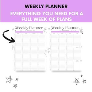 Weekly Planner, Template, Purple, A4 Printable, Organiser, Digital ...