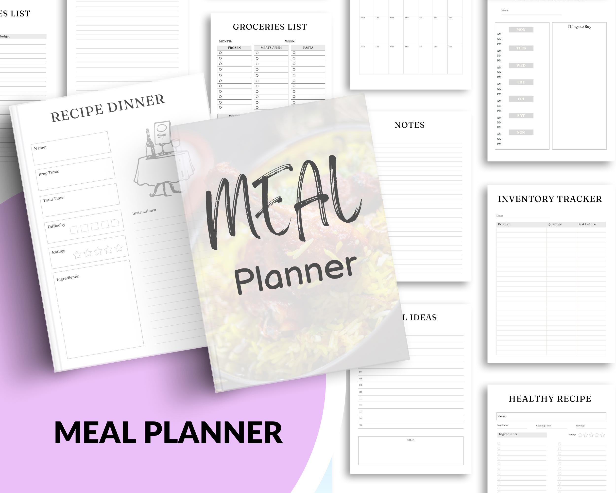 Meal Planner | Printable Weekly Menu Organizer | Digital Meal Prep ...