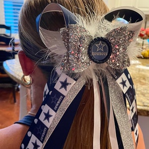 Dallas Cowboys Inspired Streamer Bow With a Faux Leather Bow - Etsy
