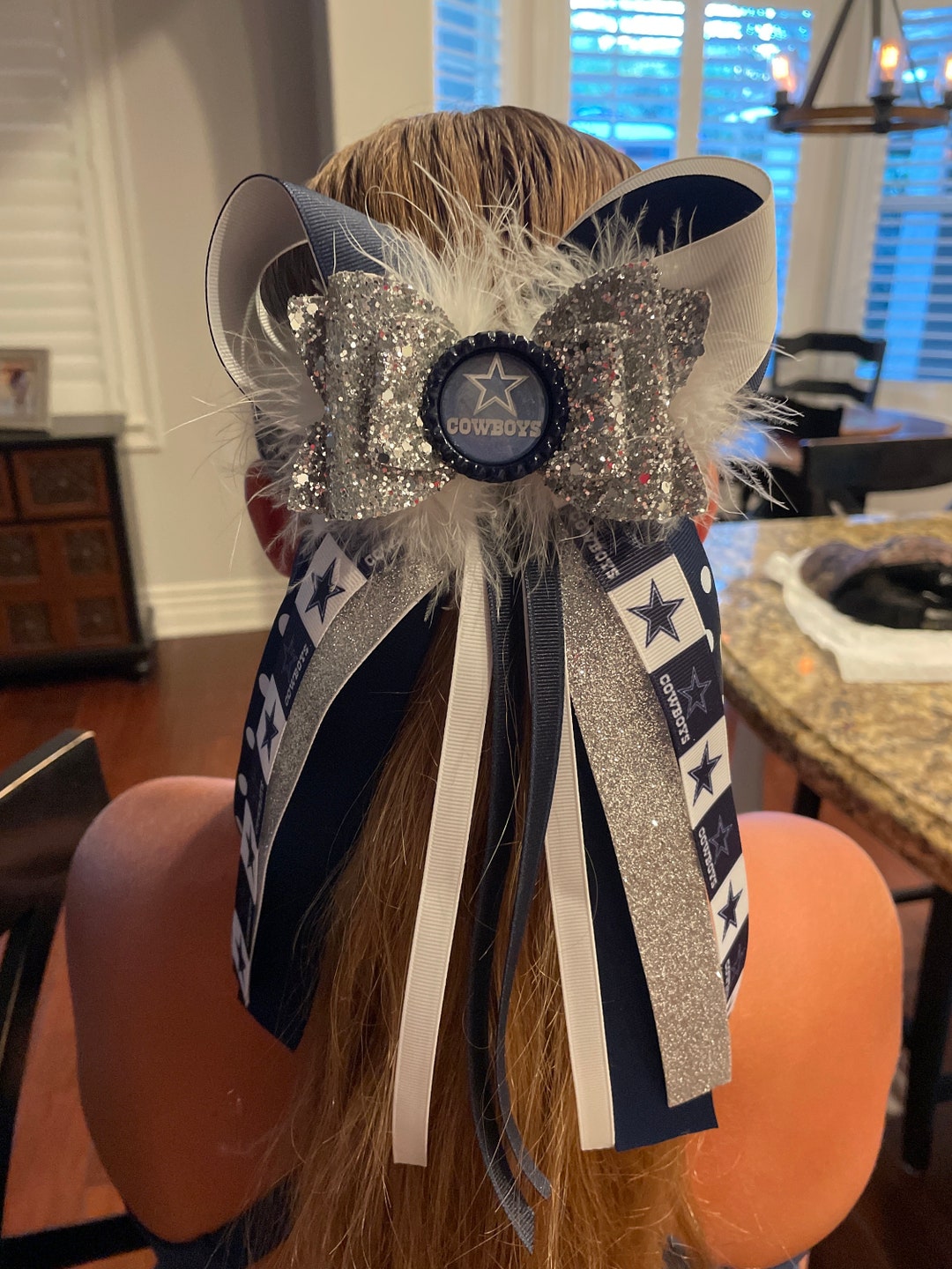 Dallas Cowboys Inspired Streamer Bow With a Faux Leather Bow - Etsy