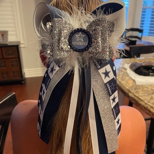 Dallas Cowboys Inspired Streamer Bow With a Faux Leather Bow - Etsy