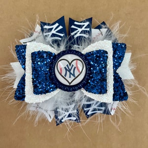 New York Yankees Inspired Bow-small - Etsy