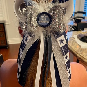 Dallas Cowboys Inspired Streamer Bow With a Faux Leather Bow - Etsy