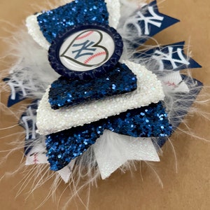 New York Yankees Inspired Bow-small - Etsy