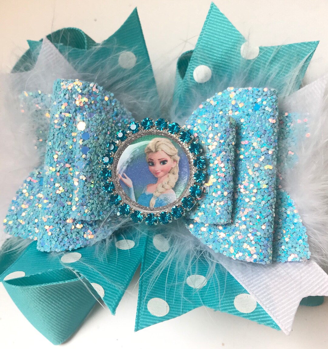 Elsa Inspired Bow (chunky Blue) - Etsy