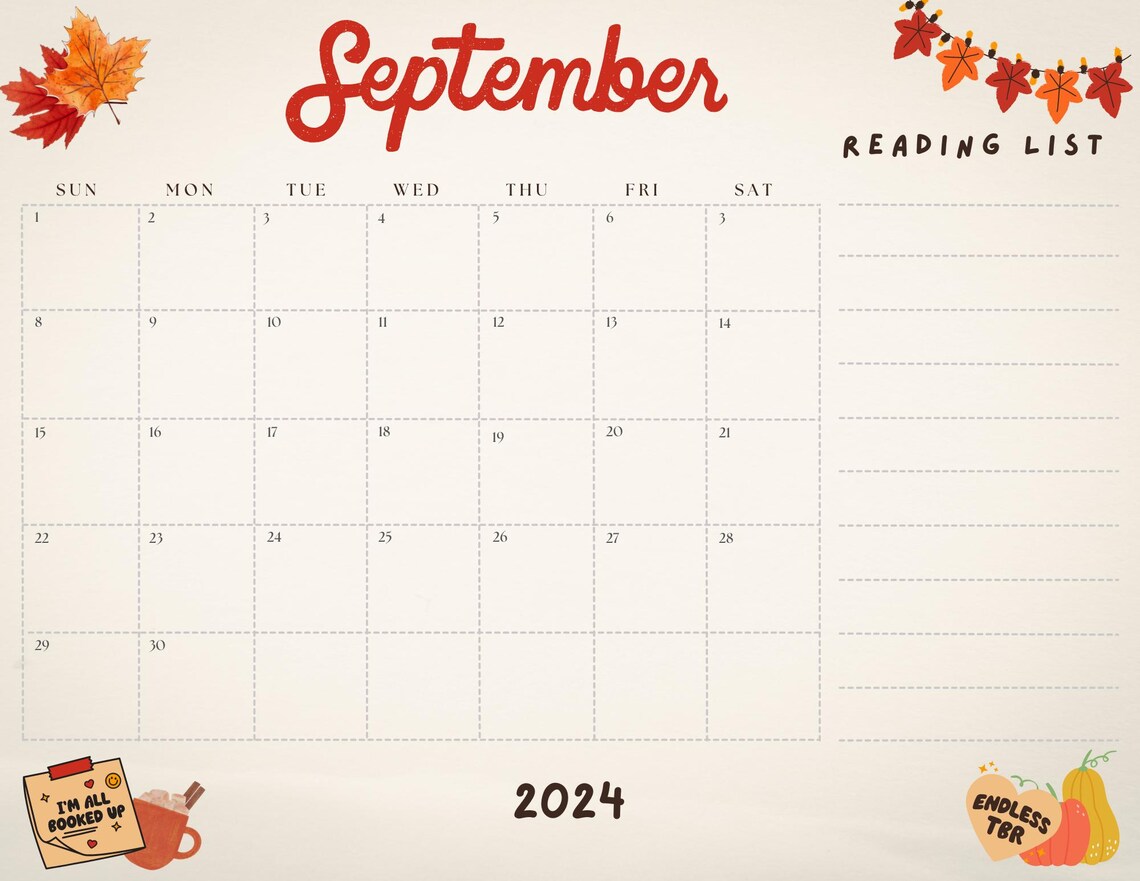 Editable September Calendar Printable, Customizable, Desk Calendar ...