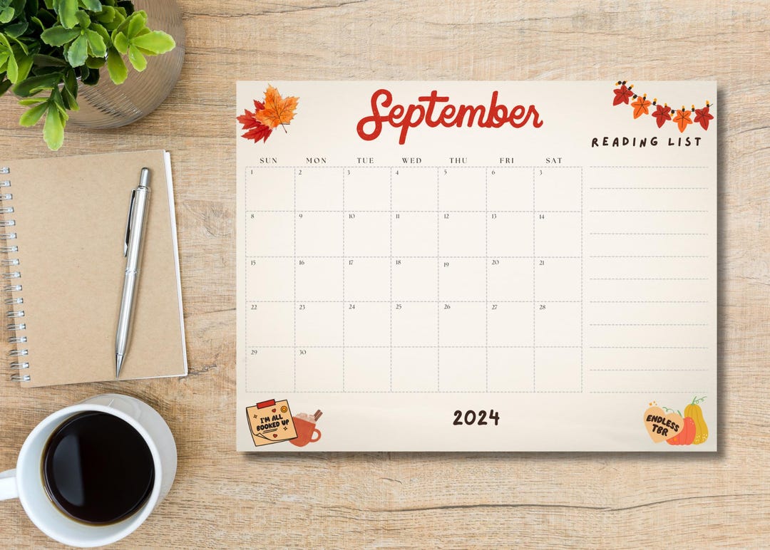 Editable September Calendar Printable, Customizable, Desk Calendar ...