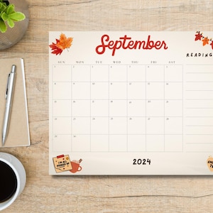 Editable September Calendar Printable, Customizable, Desk Calendar ...