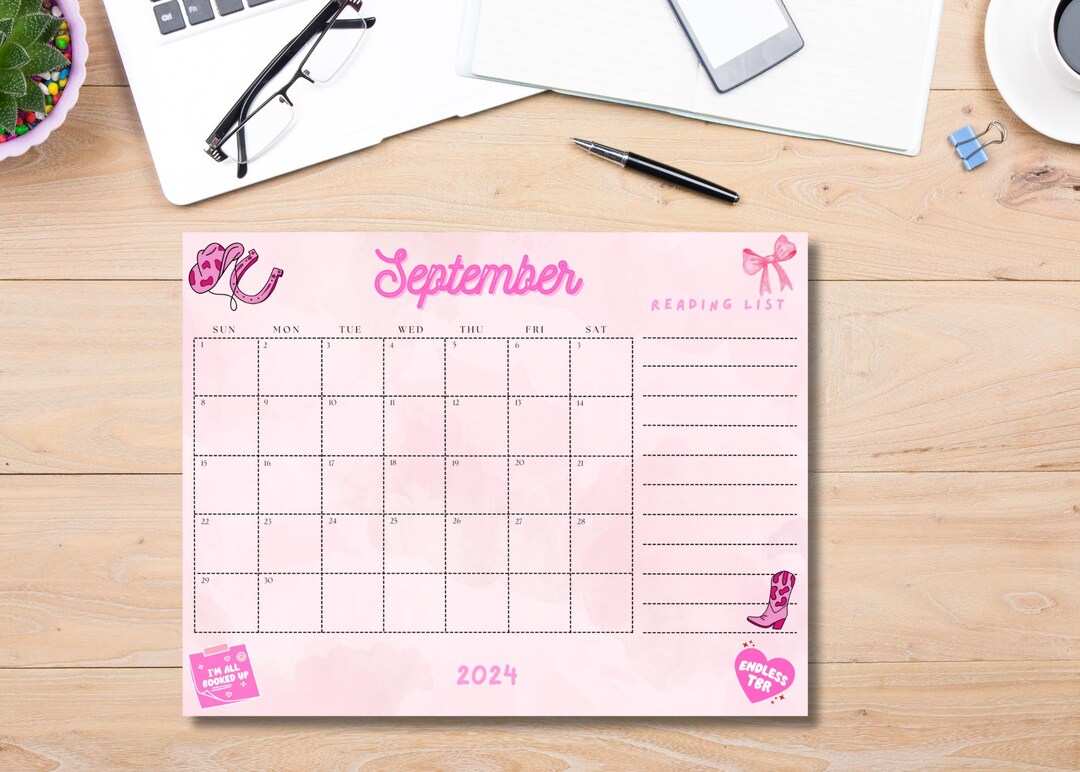Editable September Calendar Printable, Customizable, Desk Calendar ...