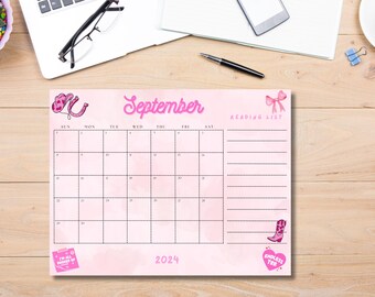 Editable September Calendar Printable, Customizable, Desk Calendar ...