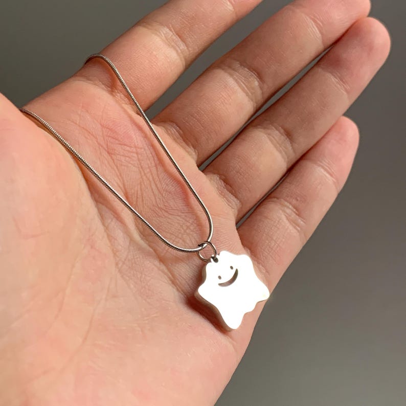 Ditto Stainless Steel Fun Necklace, Cute Dainty Ghost Halloween Charm ...