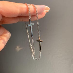 Silver Double Cross Stainless Steel Dainty Layered No Tarnish ...