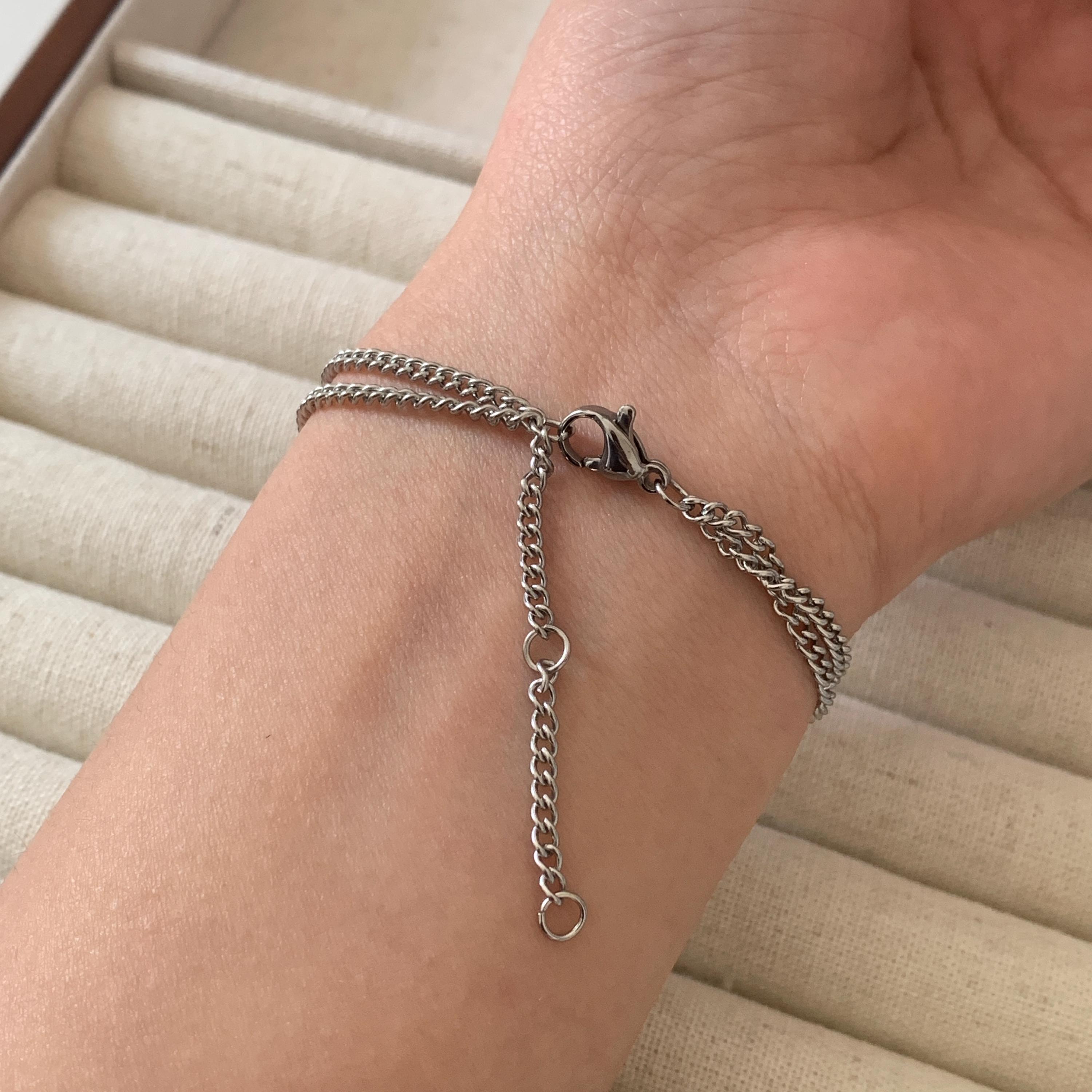 Silver Double Cross Stainless Steel Dainty Layered No Tarnish ...