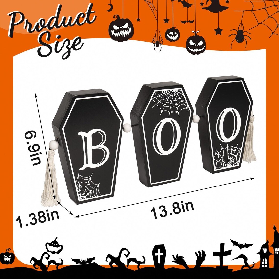 Wooden Unique Decor Boo Sign, Charming Halloween Table Decoration for ...