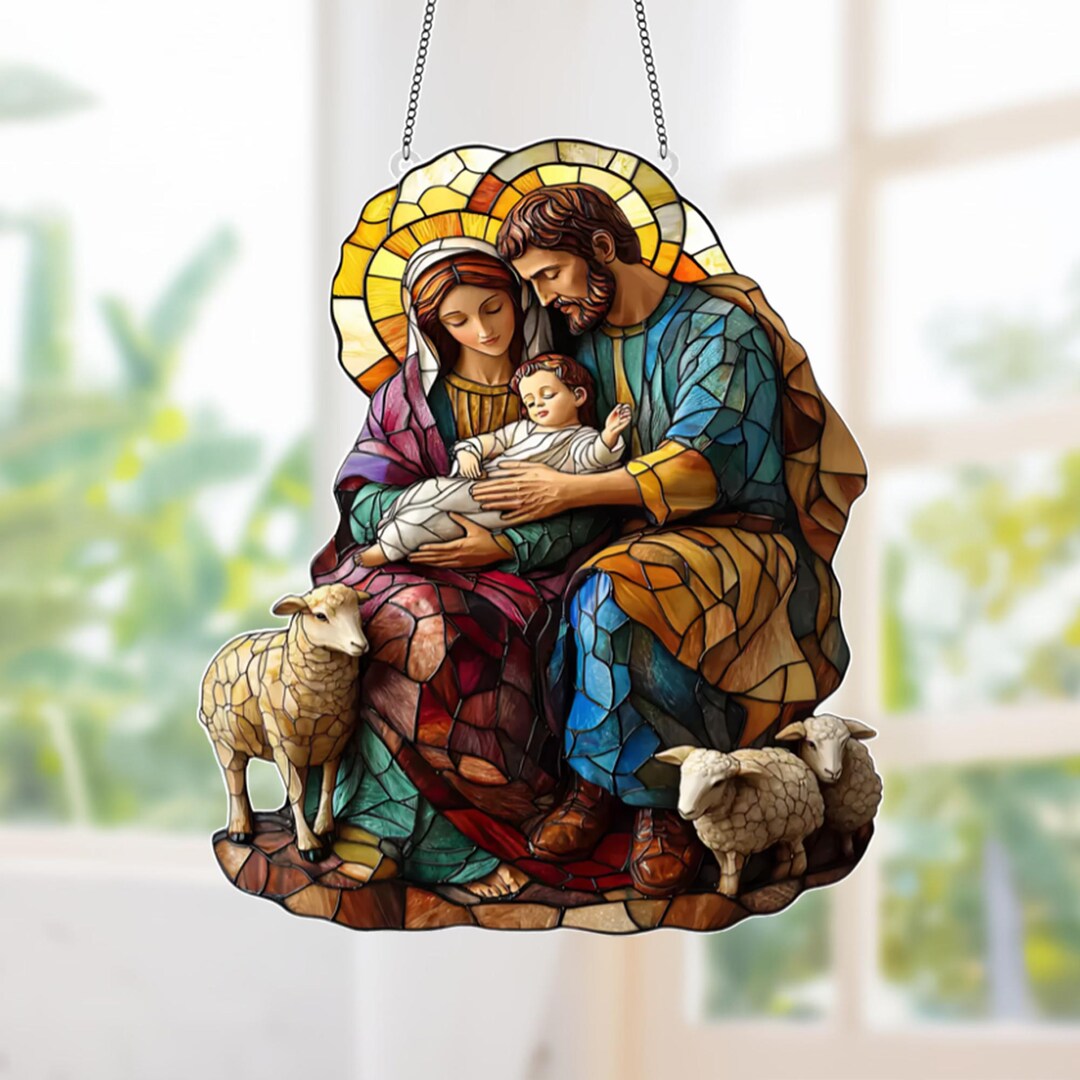 Nativity Scene Stained Acrylic Suncatcher, Perfect Holiday Decoration ...