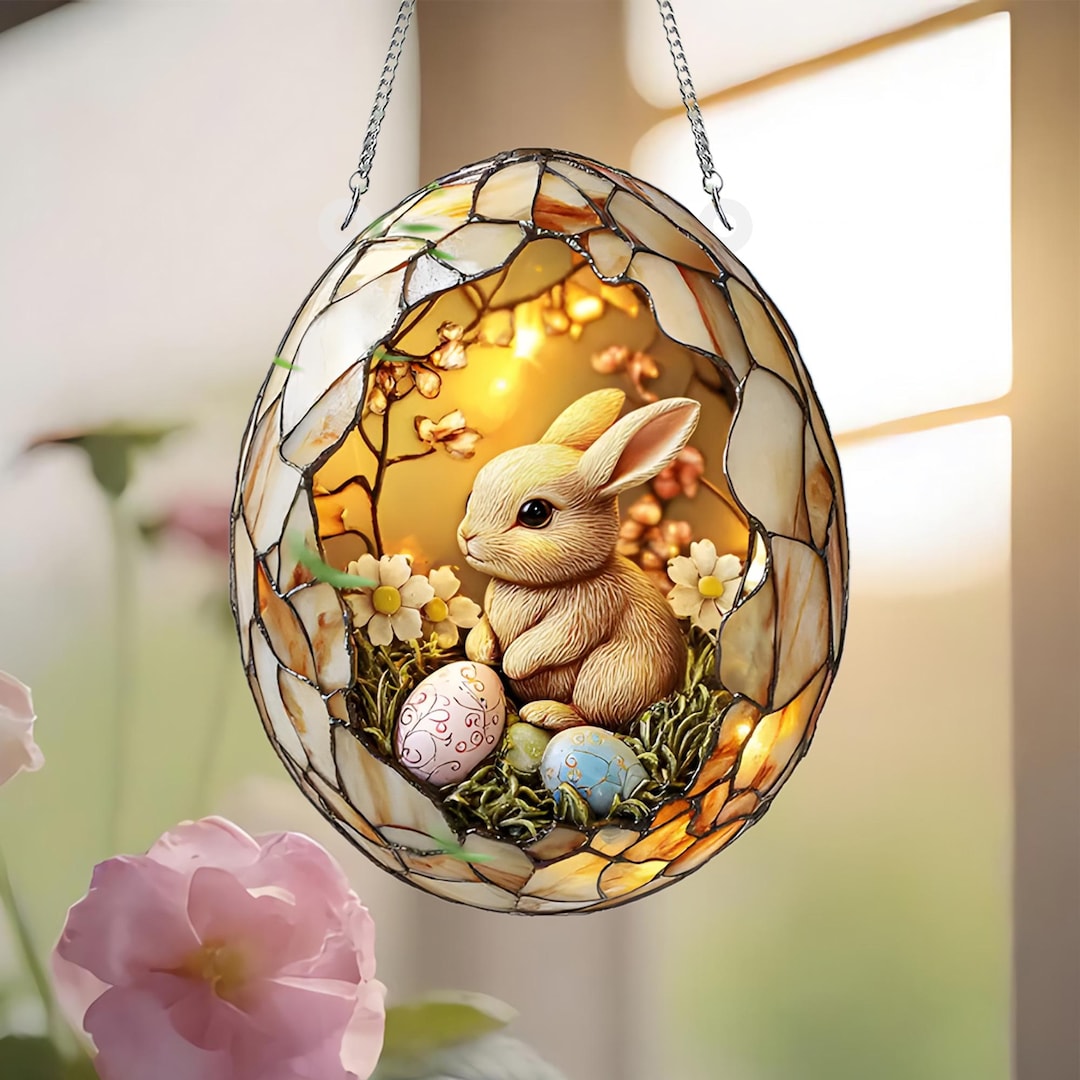Easter Egg Bunny Flower ACRYLIC 2D Flat Suncatcher,egg Bunny Suncatcher ...