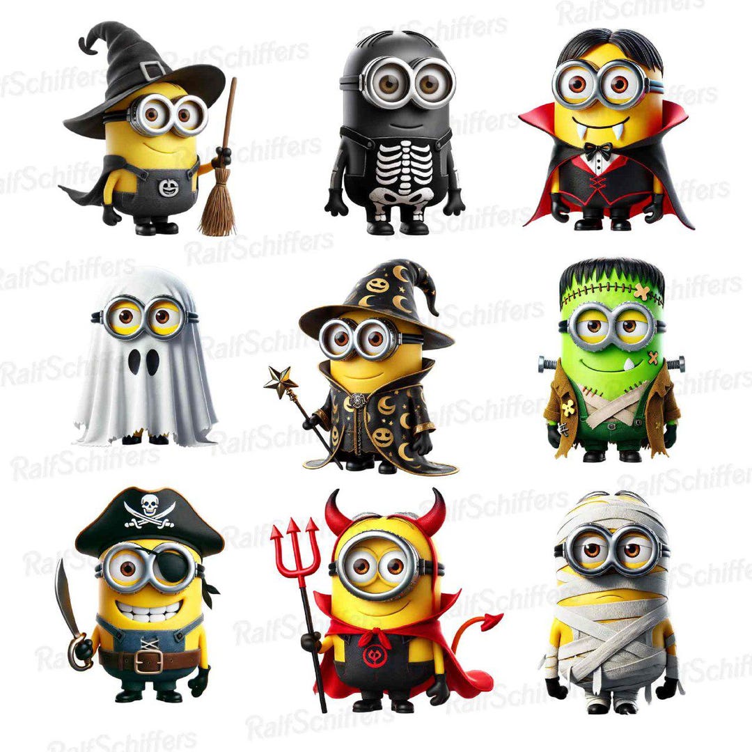 Minion Halloween Png Bundle, Cartoon Halloween Png, Funny Halloween Png ...