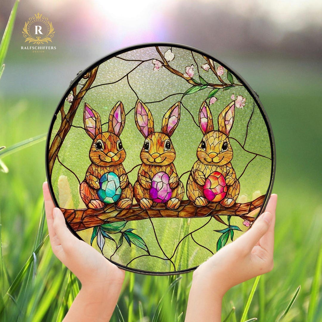 Easter Bunny Eggs Glas Suncatcher, Spring Decor, Easter Egg Suncatcher ...