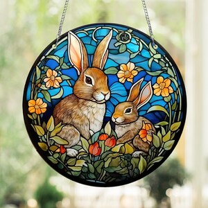 Bunny Easter Stained Glass Suncatcher, Rabbit Suncatcher, Easter Bunny ...
