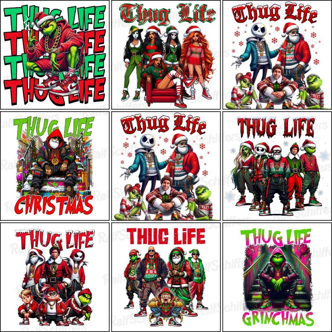 Thug Life Christams Png Bundle. Grinch Thug Life Png, Funnt Christmas ...