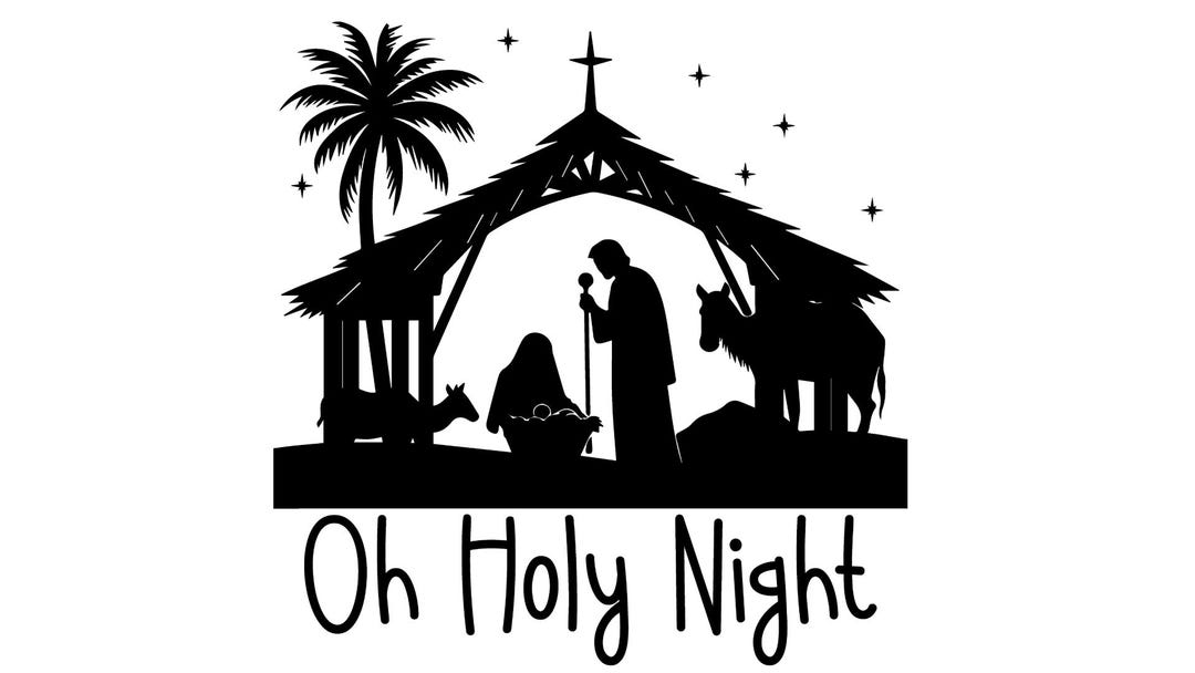 Christmas Nativity Scene - Oh Holy Night - Custom Vinyl Lettering ...