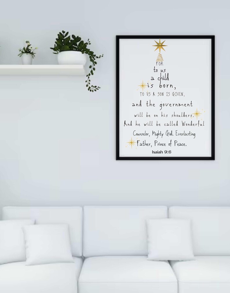 Christmas Christian Wall Art, Isaiah 9:6, Bible Verse Wall Art, Modern ...