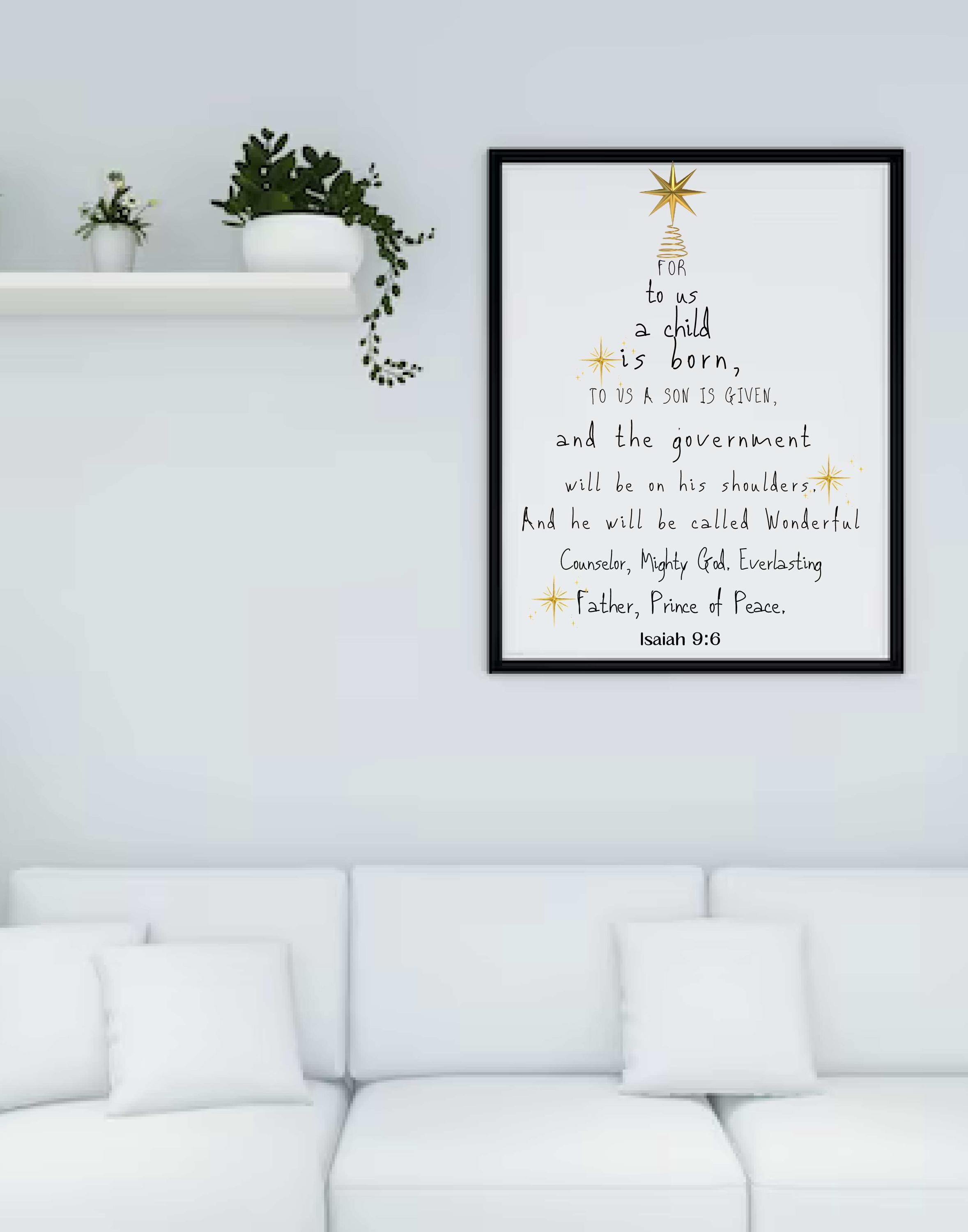 Christmas Christian Wall Art, Isaiah 9:6, Bible Verse Wall Art, Modern ...